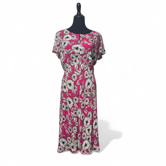 Talbots | Dresses | Talbots Pink And White Floral Midi Dress | Poshmark